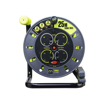 Masterplug Pro XT 4 Socket 13A Open Cable Reel 25m 240V