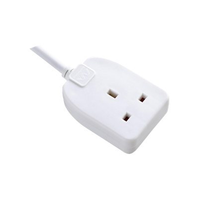 Masterplug Single Socket Extension Lead 13A White Power Cable for Home ...