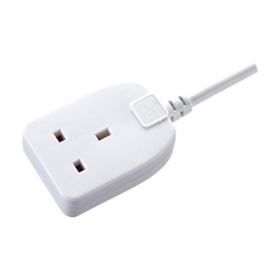 Masterplug Single Socket Extension Lead 13A White Power Cable for Home ...