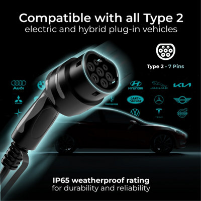 Masterplug Socketed Type 2 Smart EV Wall Charger Mode 3 White 7.4kW