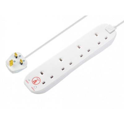 Masterplug Surge Protected Extension Lead 2m Multi Colour (4-Gang)