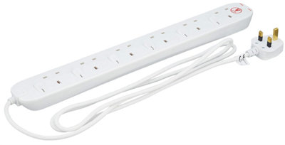 Masterplug SWSRG6210N 6 Gang Individually Switched Extension Lead Surge ...