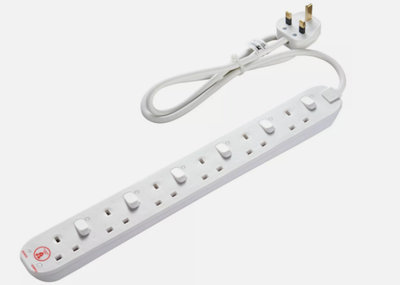 Masterplug SWSRG6210N 6 Gang Individually Switched Extension Lead Surge ...