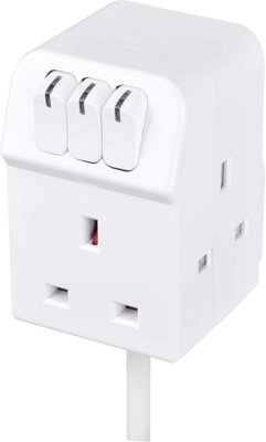 Masterplug Three Socket Individually Switched Compact Extension Lead ...