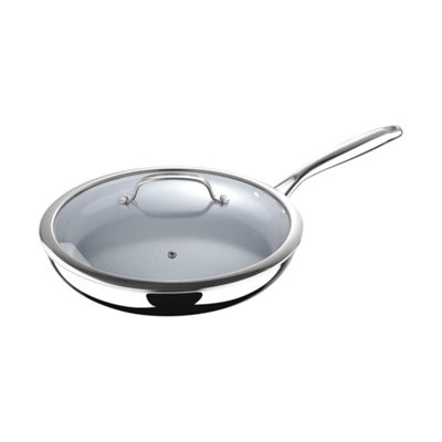 MasterPro Argent 3 Stainless Steel Non-stick Frying Pan with Glass Lid ...