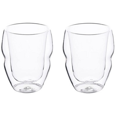 MasterPro Double Walled Borosilicate Rock Tumbler Glass 380ml Set of 2 Clear | DIY at B&Q