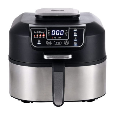 MasterPro Smokeless Grill with Oil-Free Fryer Function 5.6 Litre Silver ...