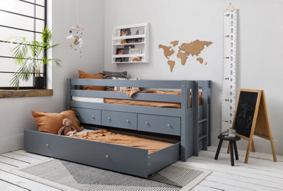 Cabin bed with cupboard store