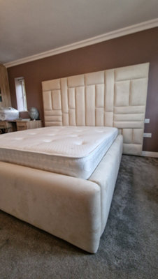 Matrix Geometric Art Deco Tall Paneled Wide Bed Frame - Add ...