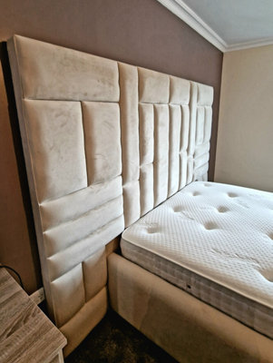 Matrix Geometric Art Deco Tall Paneled Wide Bed Frame - Add ...