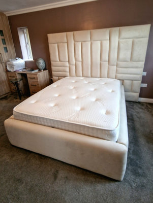 Matrix Geometric Art Deco Tall Paneled Wide Bed Frame - Add ...