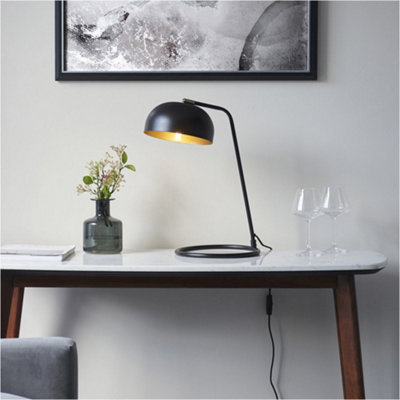Matt Black & Antique Brass Task Lamp - Adjustable Industrial Shade ...