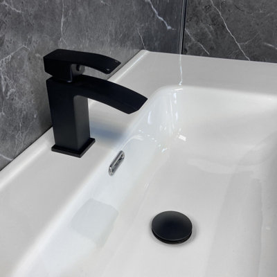 Matt Black Basin Tap Mono Mixer Single Lever Modern Style with Click ...