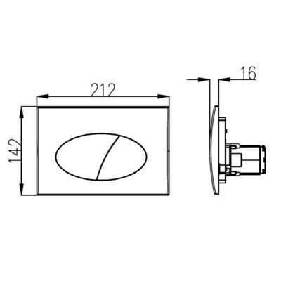 Matt Black Curve Dual Flush WC Toilet Pneumatic Air Push Button Plate