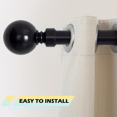 Matt Black Extendable Curtain Pole 28mm Metal Poles with Fittings ...