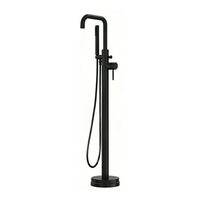 Matt Black Freestanding Bath Filler Shower Mixer Tap with Hand Shower ...