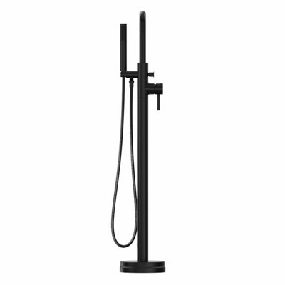 Matt Black Freestanding Bath Filler Shower Mixer Tap with Hand Shower ...