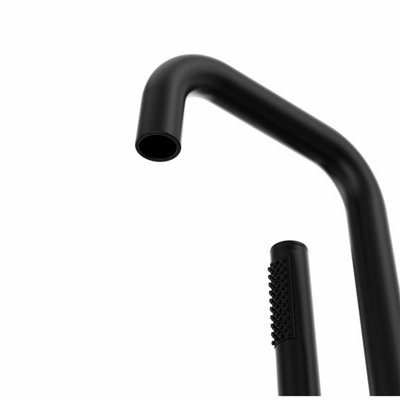 Matt Black Freestanding Bath Filler Shower Mixer Tap with Hand Shower ...