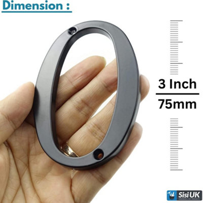 Matt Black Front Door Number 1 75mm 3 Inch Modern House Numeral Sign ...