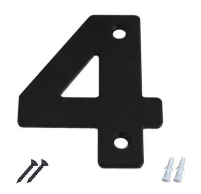 Matt Black Front Door Number 4 75mm 3 Inch Modern House Numeral Sign ...