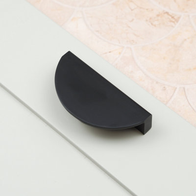 Matt Black Half Moon Pull Cabinet Handle 64mm Kitchen Door Furniture ...