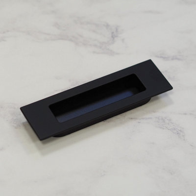 Matt Black Inset Rectangle Drawer Door Handle 96mm Pull Kitchen Office ...