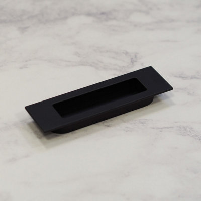 Matt Black Inset Rectangle Drawer Door Handle 96mm Pull Kitchen Office ...