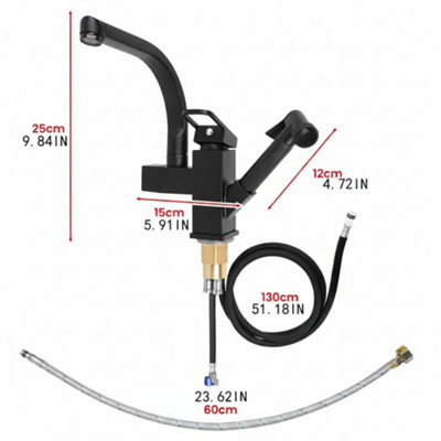 Matt Black Kitchen Sink Mixer Tap with Pull-Out Spray Single Lever ...