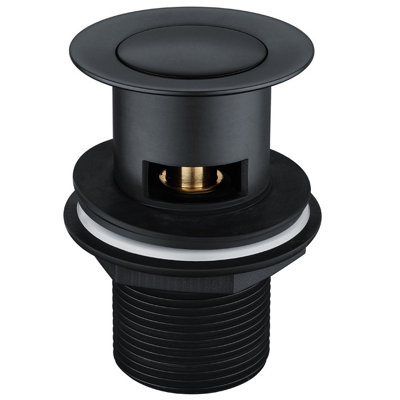 Matt Black Pop Up Basin Waste Slotted Bathroom Sink Push Button Click ...