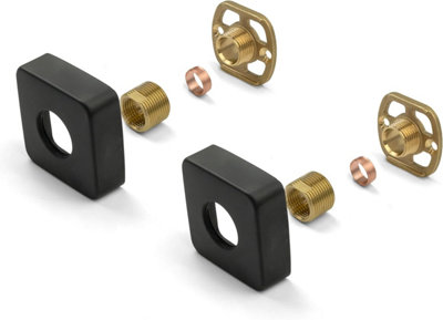 Matt Black Square Shower Mounting Kit, Bar Valve Fast Fix Brackets with ...