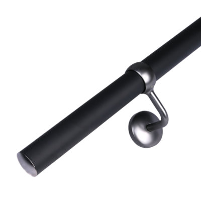 Matt Black Stair Handrail Kit & Matt Gunmetal Bracket -1.2m X 40mm