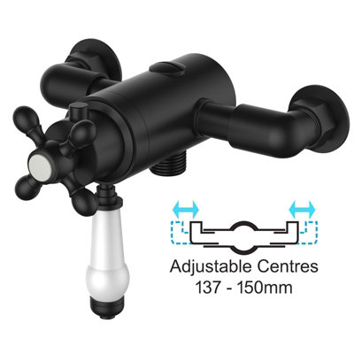 Matt Black Thermostatic Traditional Exposed Shower Mixer Valve - 137mm ...