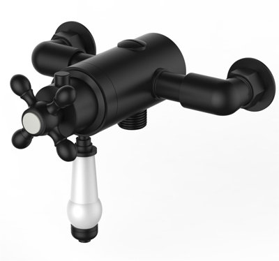 Matt Black Thermostatic Traditional Exposed Shower Mixer Valve - 137mm ...