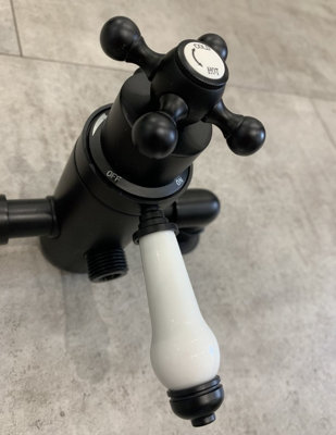 Matt Black Thermostatic Traditional Exposed Shower Mixer Valve - 137mm ...