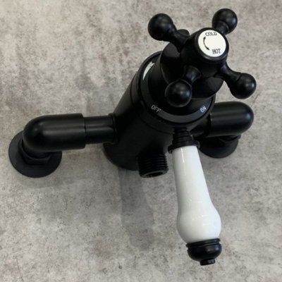 Matt Black Thermostatic Traditional Exposed Shower Mixer Valve - 137mm ...
