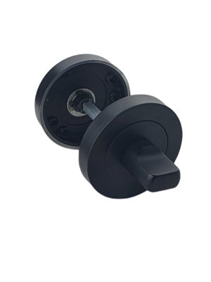 Matt Black Turn & Release Set for Bathroom Lock on Round Rose - Toilet ...