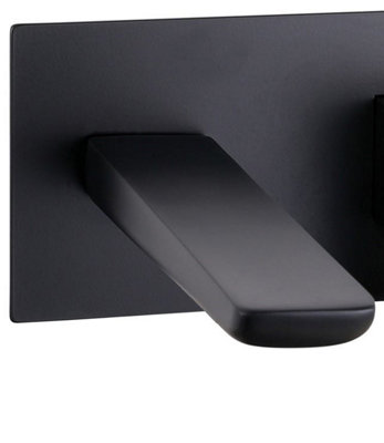 Matt Black Wall Mounted Bath Filler Waterfall Modern Square Tap Design ...