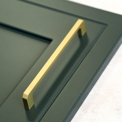 Matt Brass Gold Modern Cabinet Square Angled Handle 160mm Cupboard Door ...
