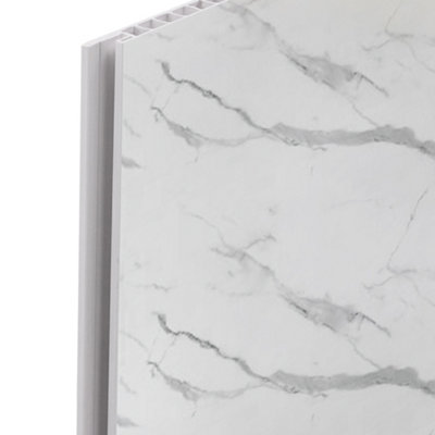 Matt Calcatta Marble Bathroom PVC Cladding Shower Wet Wall Panels 1m x ...