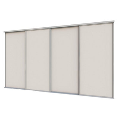 Matt Cashmere Grey 4-Door Sliding Wardrobe Door Kit, Silver Frame ...
