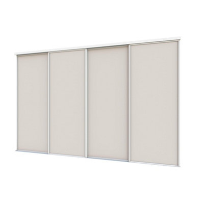 Matt Cashmere Grey 4-Door Sliding Wardrobe Door Kit, White Frame ...