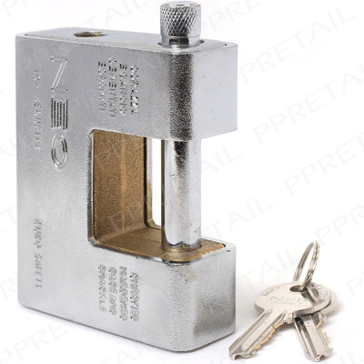 Matt Chrome Armoured Shutter Padlock 90mm