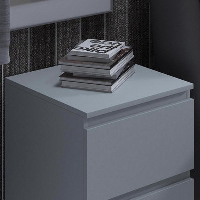 Matt Grey 2 Drawer Bedside Table Nightstand | DIY at B&Q