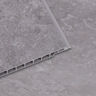 Matt Grey Concrete Bathroom PVC Cladding Shower Wet Wall Panels 1m x 2 ...