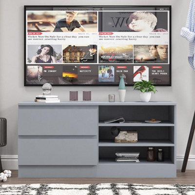 Matt Grey large TV unit with drawers | DIY at B&Q