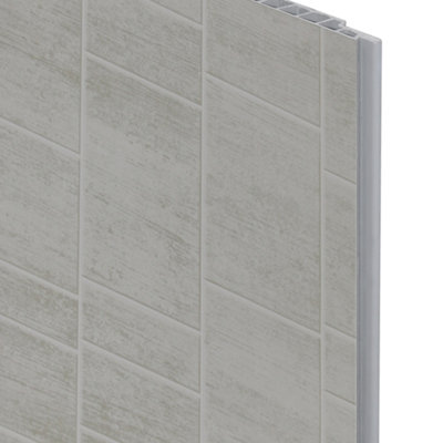 MATT GREY MULTI TILE BATHROOM PVC CLADDING SHOWER WET WALL PANELS 1M X 2.4M