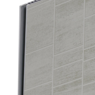 MATT GREY MULTI TILE BATHROOM PVC CLADDING SHOWER WET WALL PANELS 1M X 2.4M