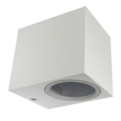 Matt White Finish Mini Cube Single Outdoor Wall Light Fixture GU10 ZLC065W