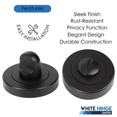 Matte Black Bathroom Lock - Turn Escutcheon