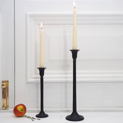 Matte Black Dinner Candlestick Tall - Metal Dinner Candlestick ...